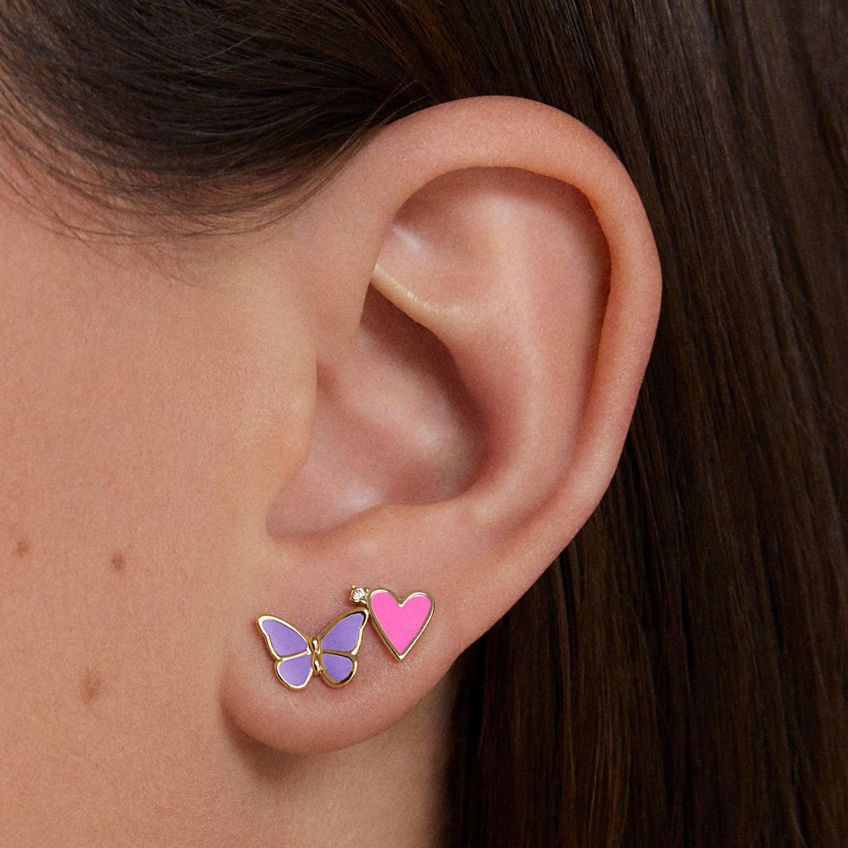 Neon Enamel Heart Studs Hypoallergenic | Rowan